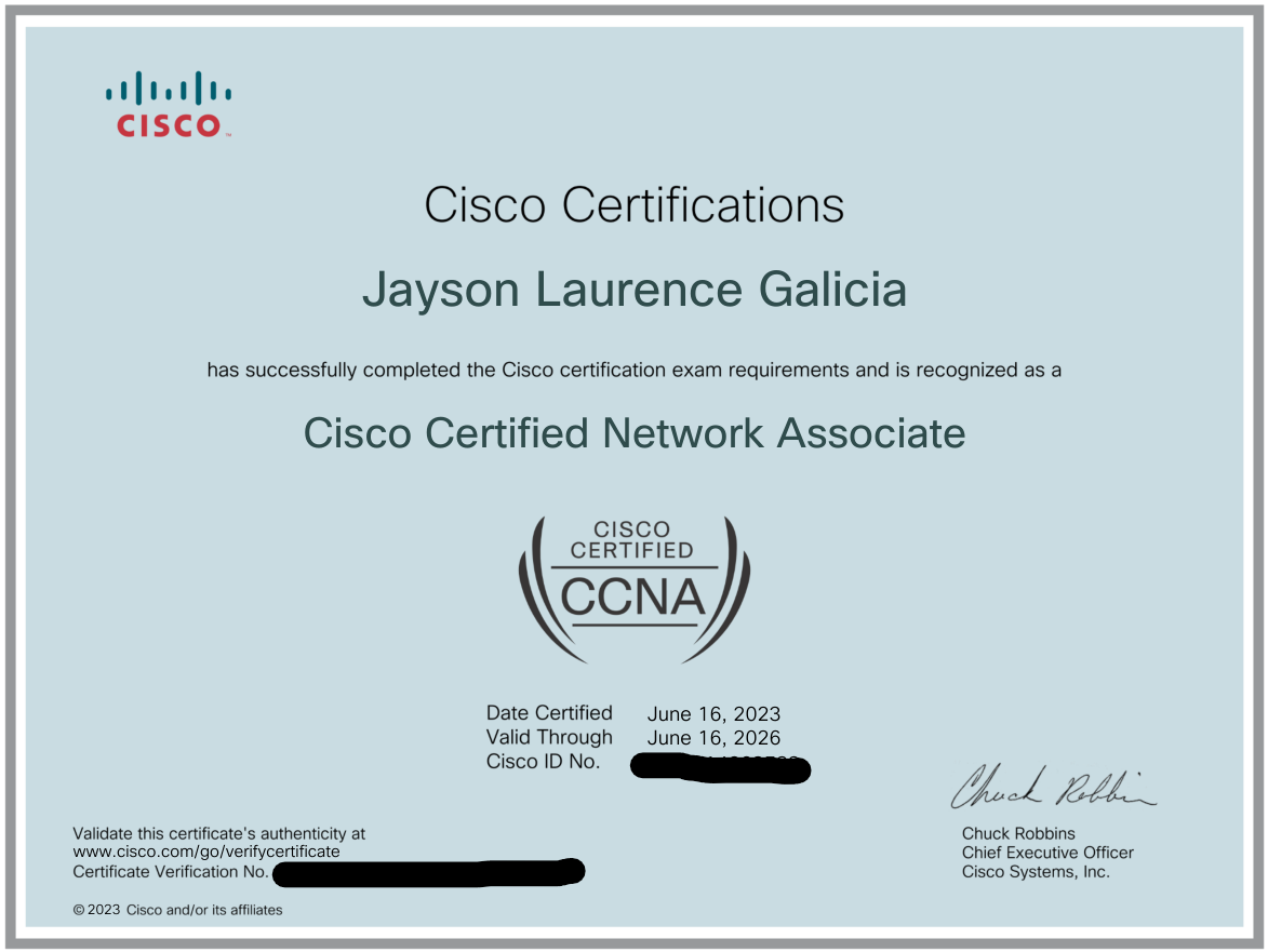 IT Certifications - JAYSON LAURENCE GALICIA IT Certifications - JAYSON LAURENCE GALICIA